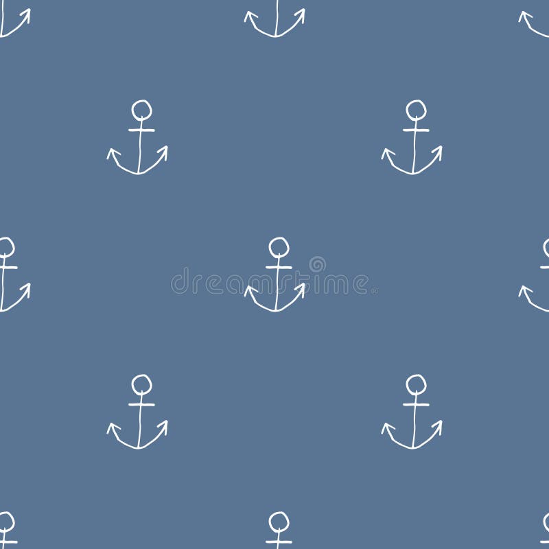 Anchor Hand Drawn Seamless Pattern Vector Illustration. Stock Vector ...