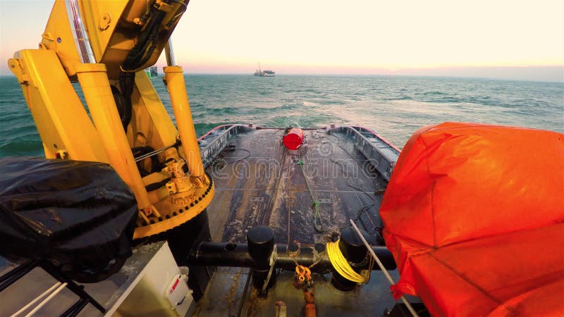 Anchor-handling Tug Supply Vessel. View of AHT Winch Stock Footage ...