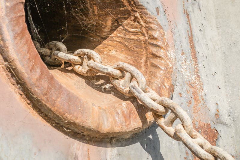 Anchor Hole with a Chain of an Old Stranded Ship Stock Photo - Image of ...