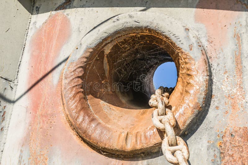 Anchor Hole with a Chain of an Old Stranded Ship Stock Photo - Image of ...