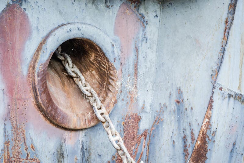 Anchor Hole with a Chain of an Old Stranded Ship Stock Image - Image of ...