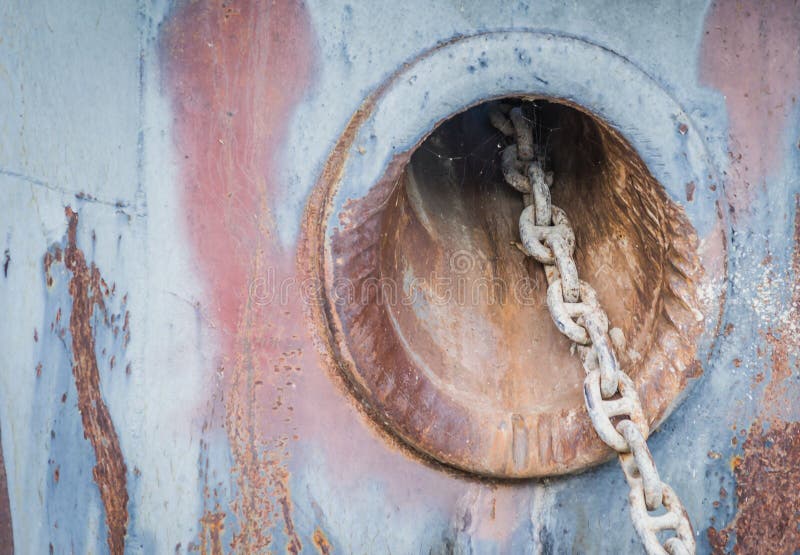 Anchor Hole with a Chain of an Old Stranded Ship Stock Photo - Image of ...