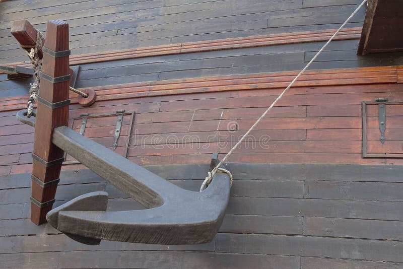 Anchor in the Hull of an Ancient Warship Stock Photo - Image of deck ...