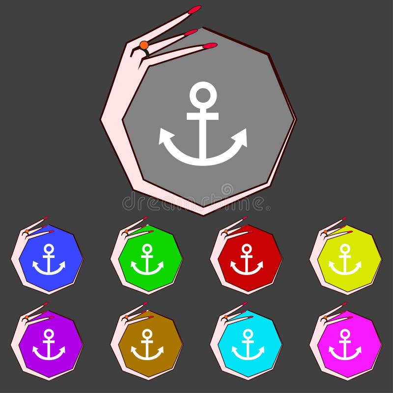 Anchor Icon. Set Colourful Buttons Sign Stock Vector - Illustration of ...
