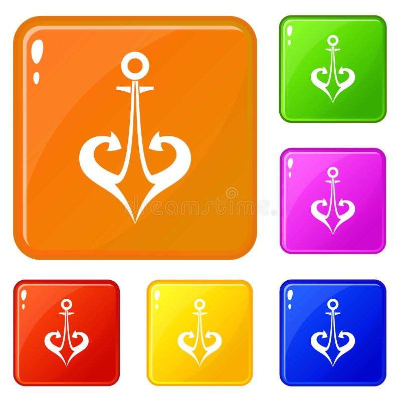 Anchor Icons Set Vector Color Stock Vector - Illustration of collection ...