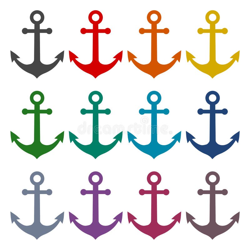 Anchor icons set stock vector. Illustration of graphic - 100966642