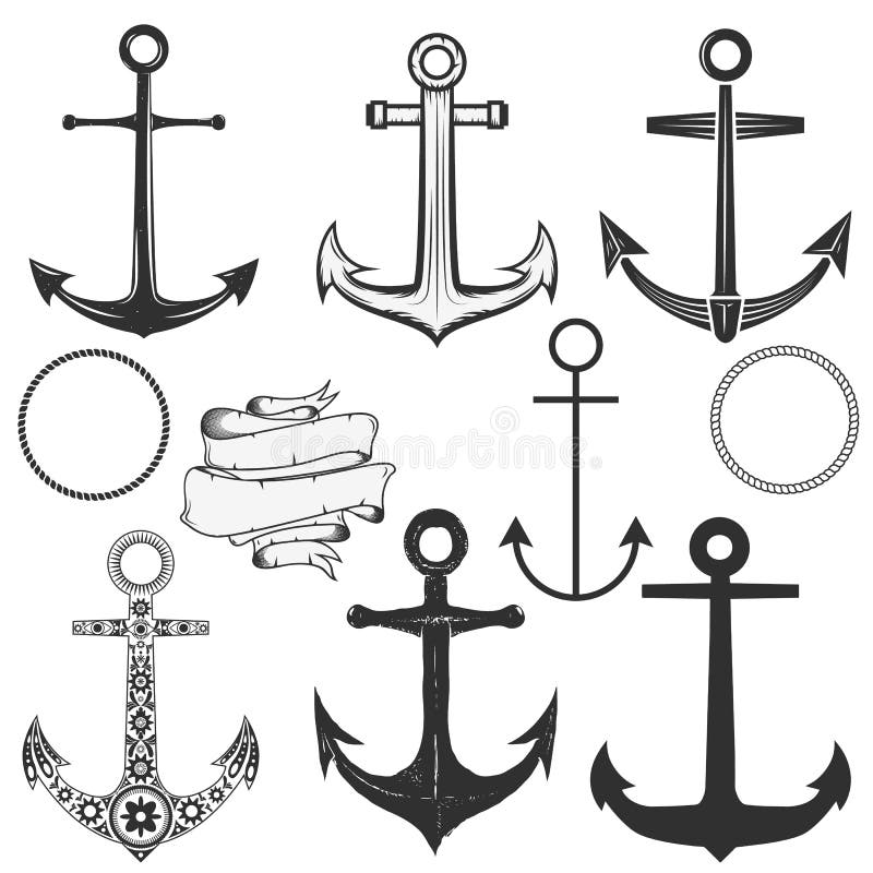 Nautical Anchor.Vintage Label Stock Vector - Illustration of ship ...