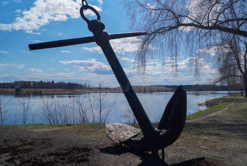 Anchor on the Lake Shore Landscape Stock Photo - Image of blue, steel ...