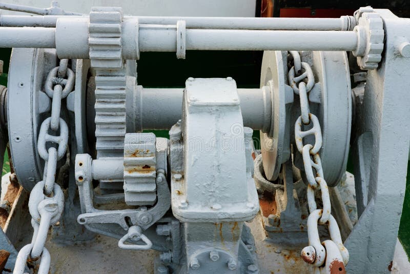 Anchor Lifting Mechanism on an Old Sailboat Stock Photo - Image of ...