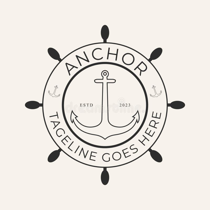 Anchor Line Art Logo Design Vector Illustration Stock Vector ...
