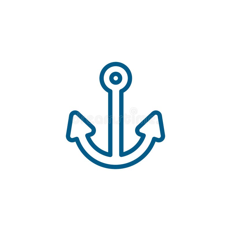 Anchor Line Blue Icon on White Background. Blue Flat Style Vector ...
