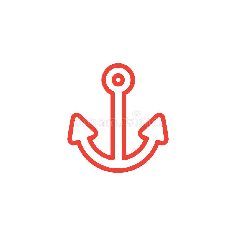 Anchor Line Red Icon on White Background. Red Flat Style Vector ...