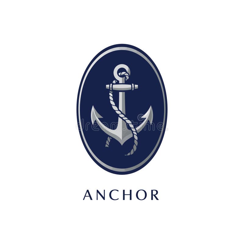 Anchor Logo Design with Navy Blue and Silver Color Scheme Vector ...