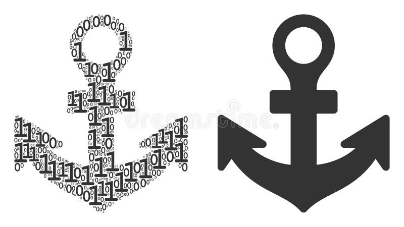 Anchor Mosaic of Binary Digits Stock Vector - Illustration of combined ...