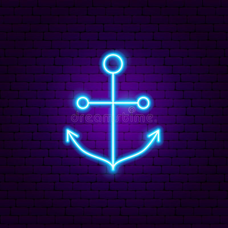 Anchor Neon Sign stock vector. Illustration of maritime - 250972477