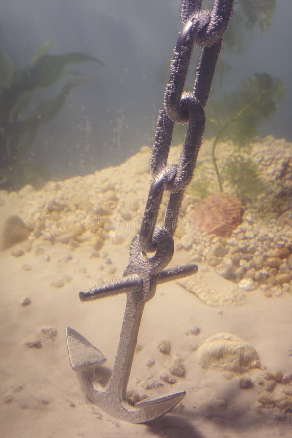 Anchor on ocean floor stock image. Image of bottom, security - 5644587