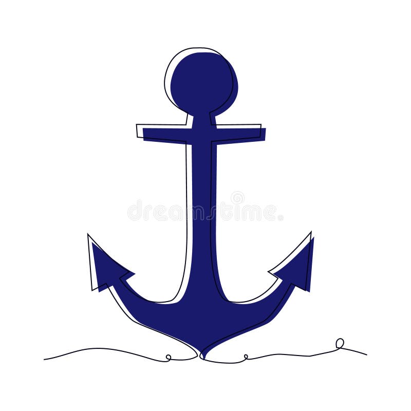 Anchor. One Solid Line. Hand Drawn Stock Illustration - Illustration of ...