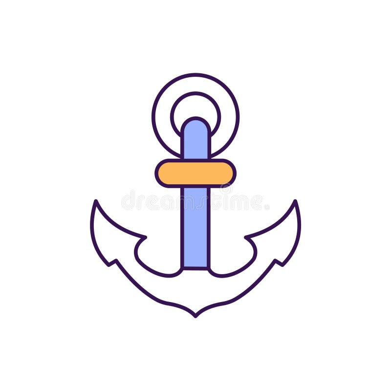 Anchor Outline with Colors Fill Vector Icon that Can Easily Edit or ...