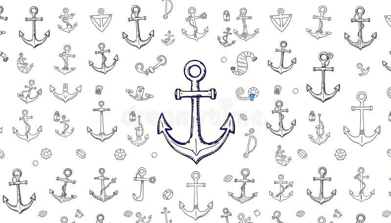 Anchor Pattern Background, Nautical Theme and Ocean Design, Stock Photo, Generative AI Stock ...