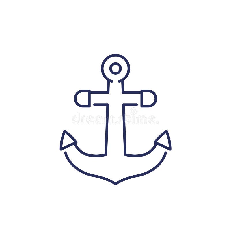 Anchor, Port Line Icon on White Stock Vector - Illustration of logo ...