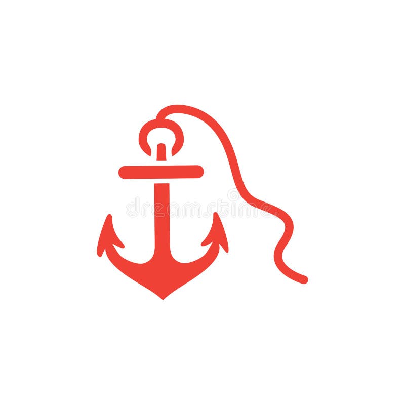 Anchor Red Icon on White Background. Red Flat Style Vector Illustration ...