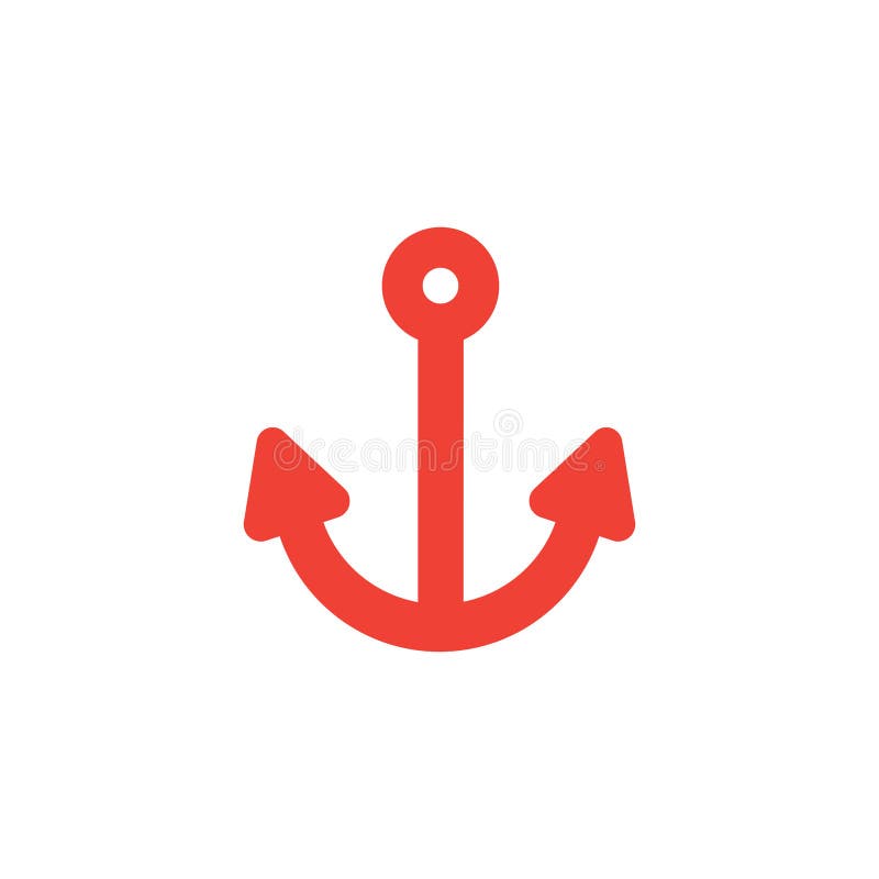 Anchor Red Icon on White Background. Red Flat Style Vector Illustration ...