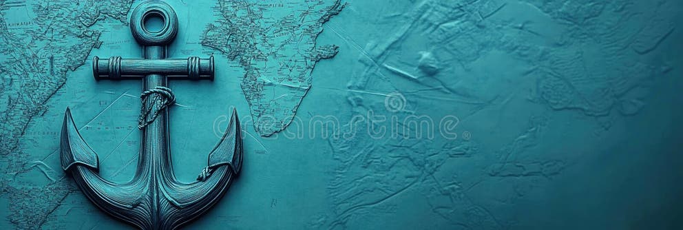 Anchor Resting on a Nautical Map with Ample Space for Text and Design ...