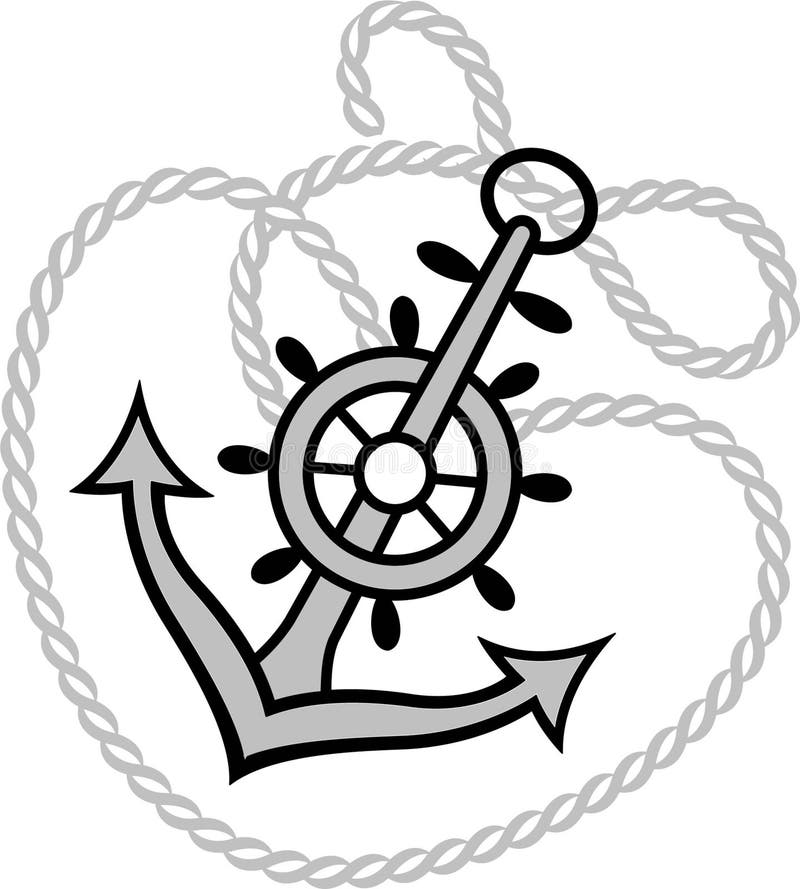Anchor with Rope Design. Vector Art Stock Vector - Illustration of rope ...