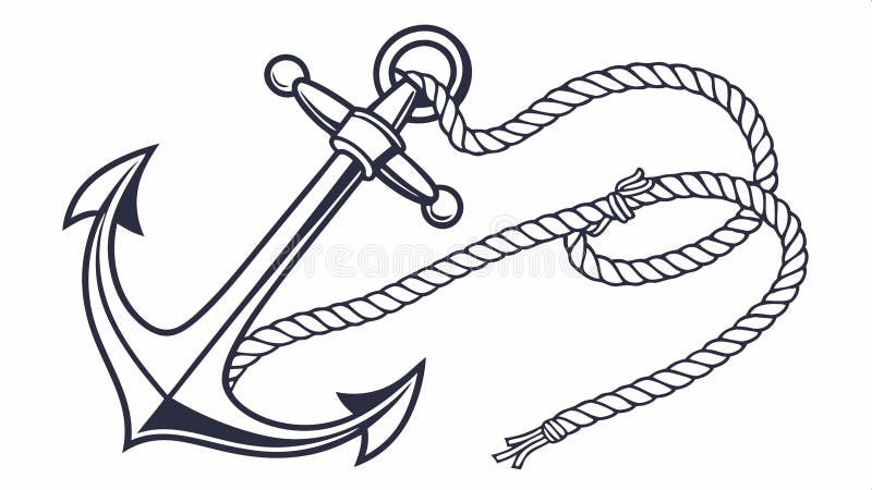 Anchor with Rope, Nautical Marine Design Element Art Vector Design ...
