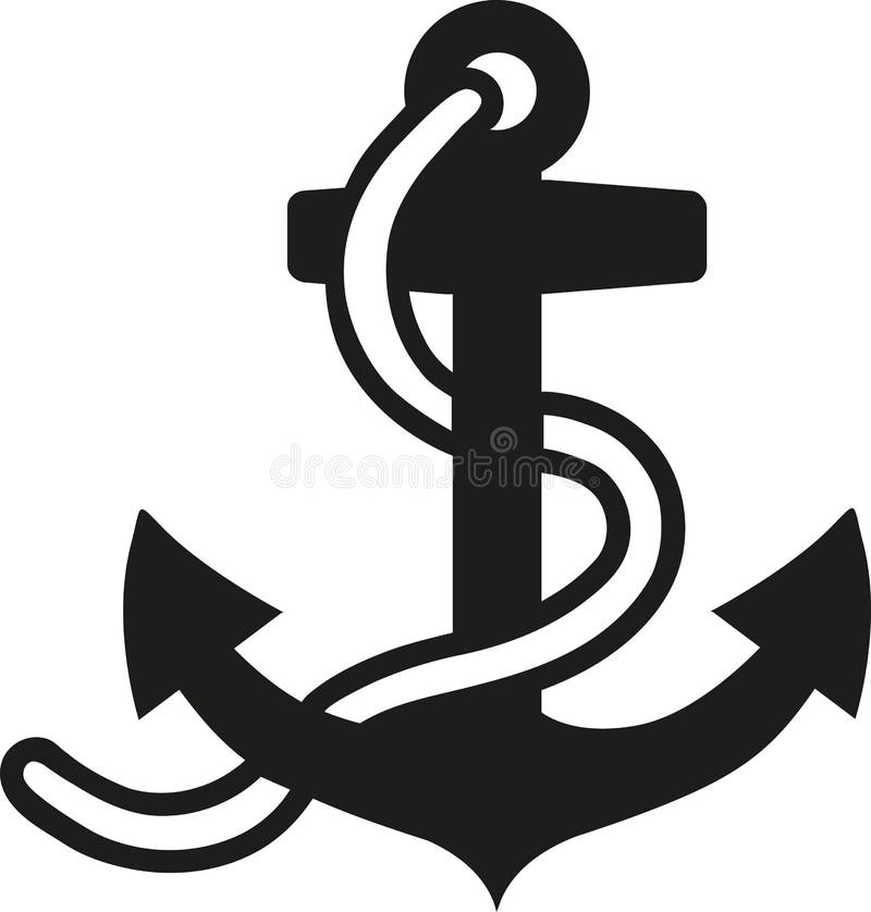 Anchor with rope stock vector. Illustration of rope, steel - 73879833