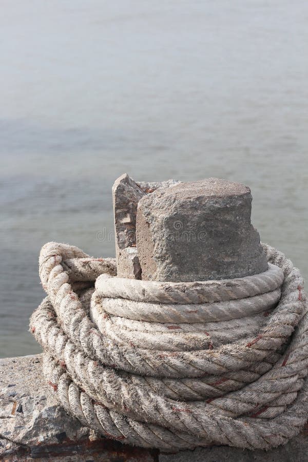 Anchor Rope Tie Up the Stone Pillar Stock Image - Image of cord, pillar ...