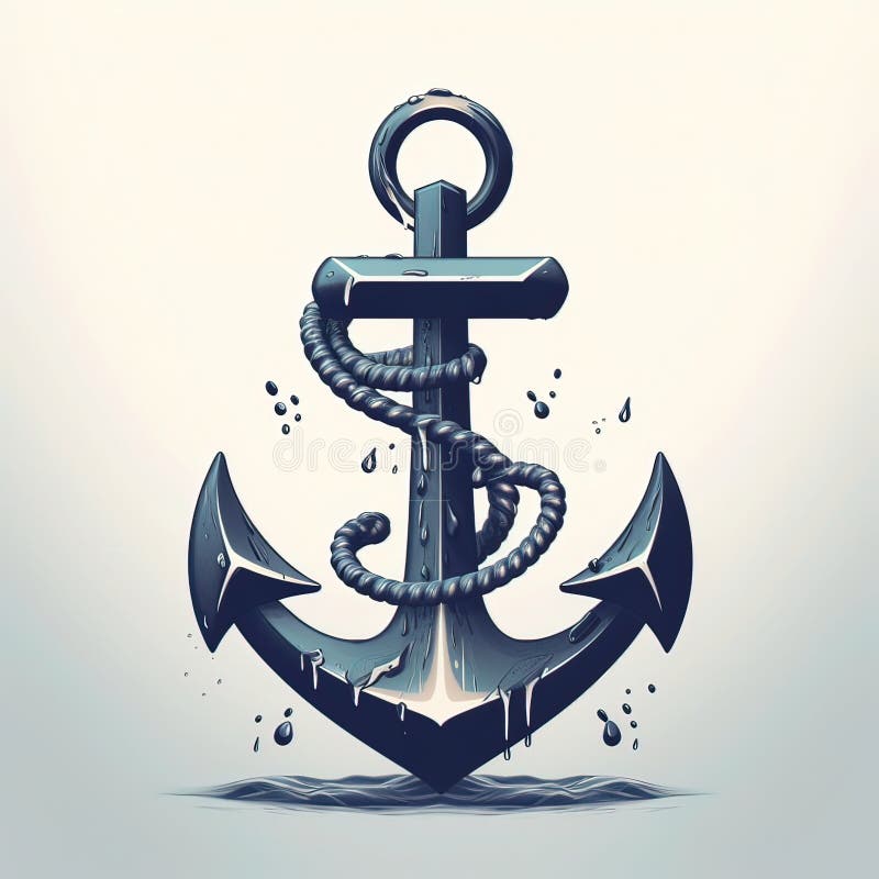 Anchor with Rope on a White Background. Vector Illustration Stock ...