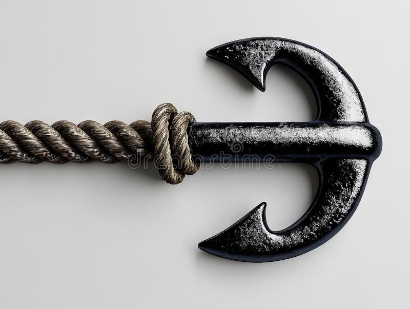 An Anchor with a Rope Wrapped Around it Stock Image - Image of rope ...
