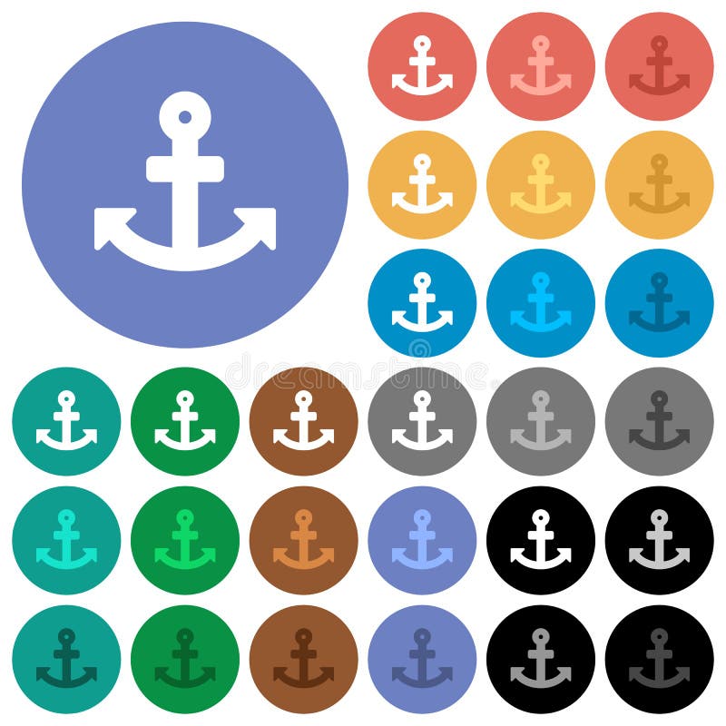 Anchor Round Flat Multi Colored Icons Stock Vector - Illustration of ...