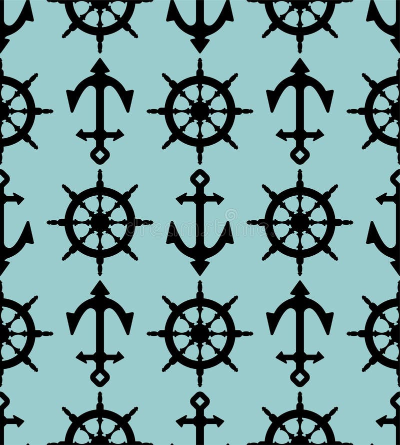 Anchor and Rudder Pattern Seamless. Baby Fabric Texture Marine Theme ...