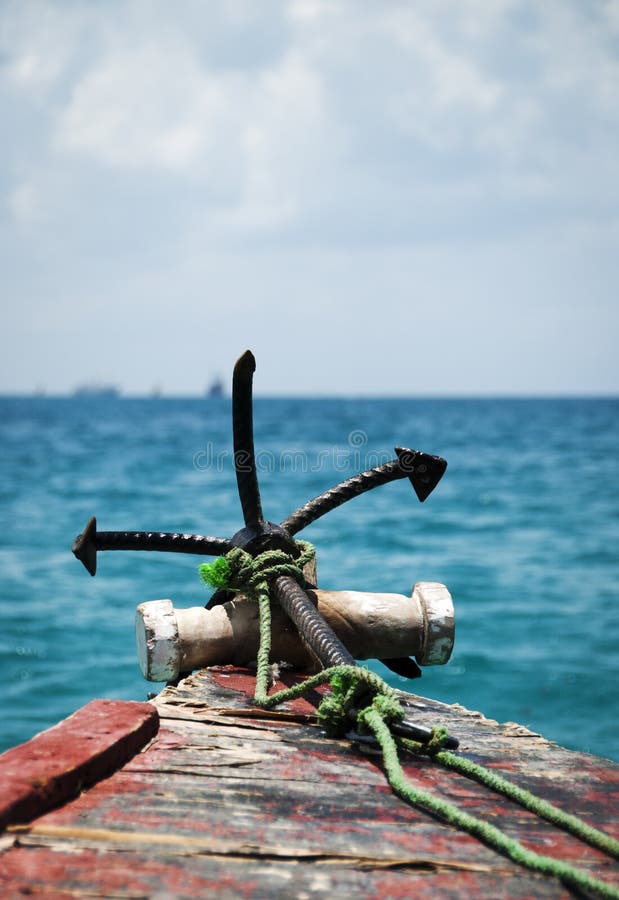 Anchor at sea stock photo. Image of tanzania, peeling - 15954452