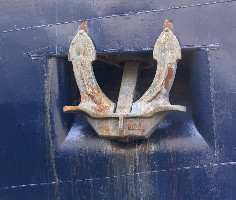 Anchor of a Sea Vessel of Blue Color Stock Image - Image of vessel ...