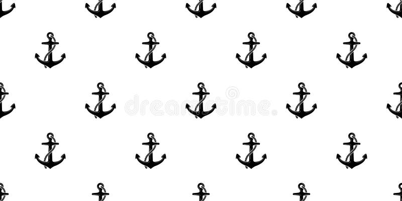 Anchor Seamless Pattern Vector Helm Boat Isolated Maritime Nautical ...