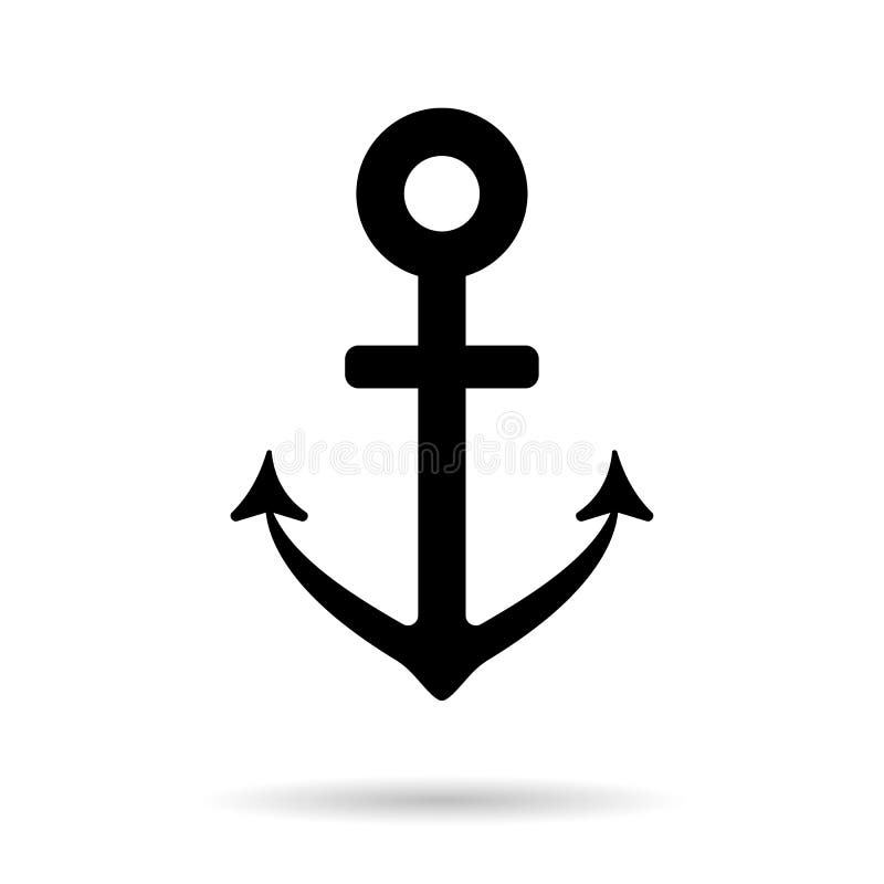 Anchor with Shadow from the Ship To the Pier. Vector Object Isolated on ...