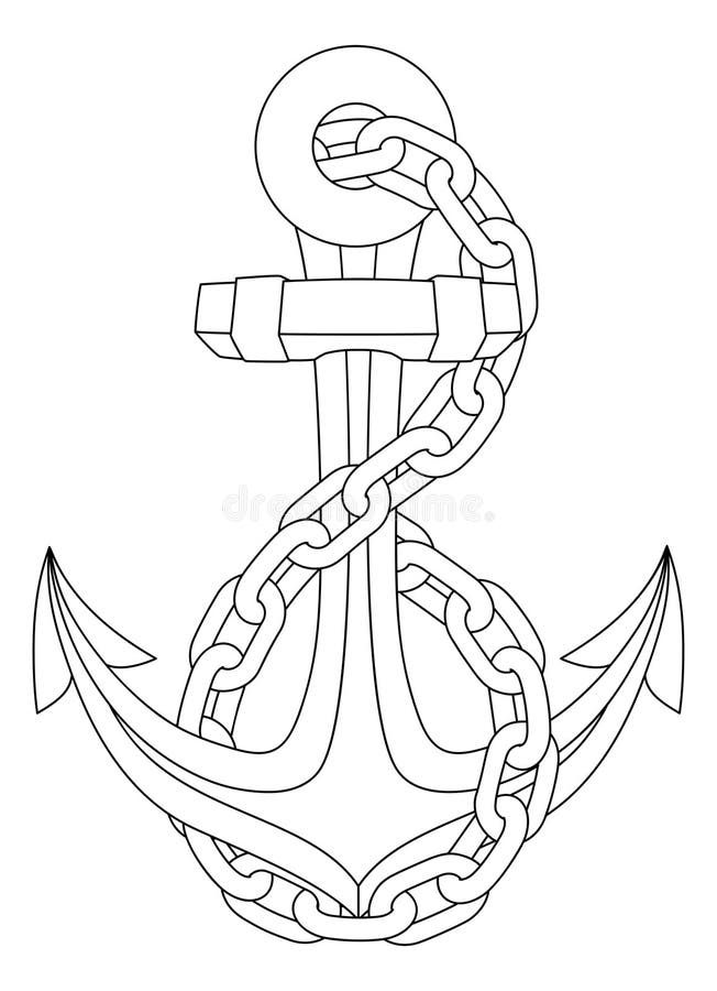 Anchor Ship Boat Chain Nautical Illustration Stock Vector ...
