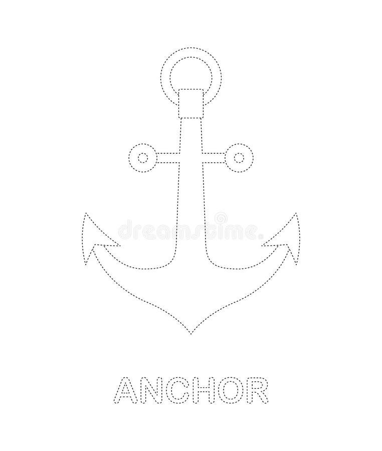 Anchor Tracing Worksheet for Kids Stock Vector - Illustration of ...