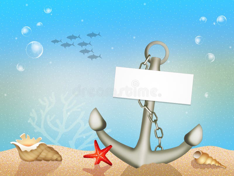 Anchor Under Blue Ocean Water Flat Vector Stock Vector - Illustration ...