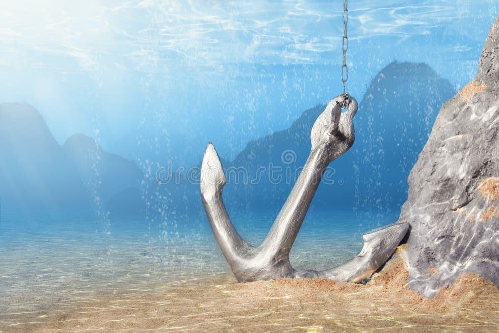 Anchor underwater stock photo. Image of chain, mooring - 13726422