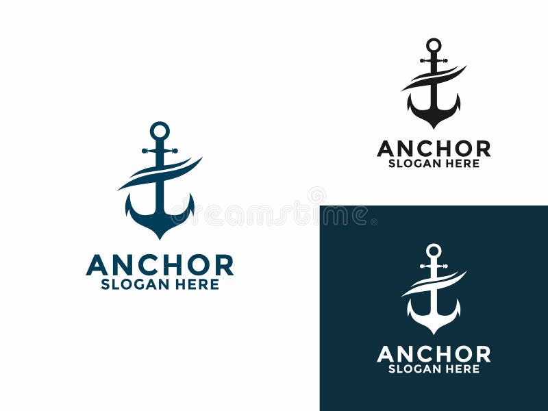 Anchor with Wave Logo Design Vector Template, Marine Retro Emblems Logo with Anchor Stock Vector ...
