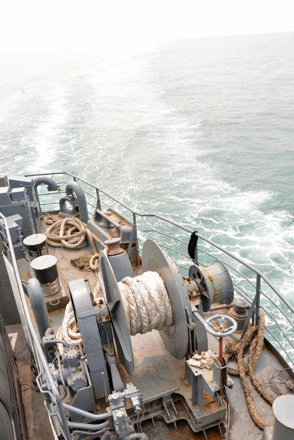 Anchor Winch on a Forward of the Vessel Stock Image - Image of anchor ...