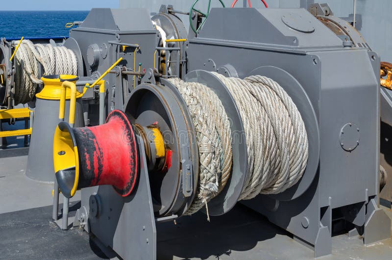 Anchor winch stock image. Image of metal, reel, grey - 67465741