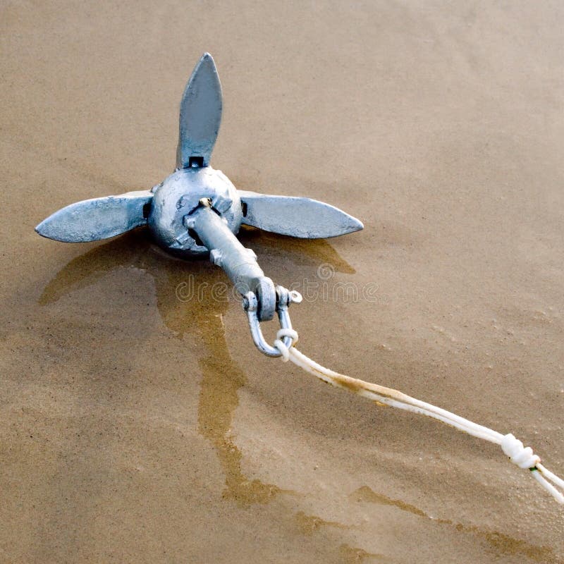 Anchor yacht on beach stock photo. Image of port, stability - 33302434