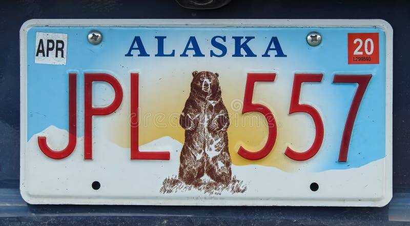 License Plate of Alaska, with a Brown Bear on it. Editorial Stock Photo ...