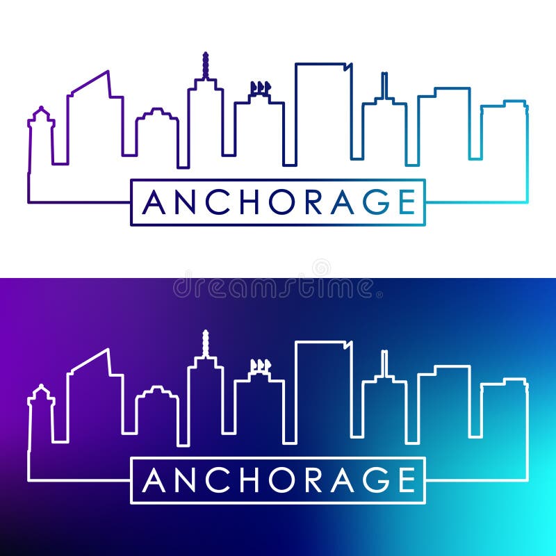 Anchorage Skyline. Colorful Linear Style Stock Vector - Illustration of ...
