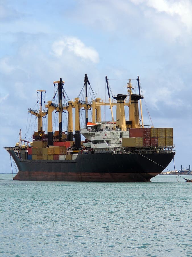 Anchored Ship stock photo. Image of export, logistic, container - 322740